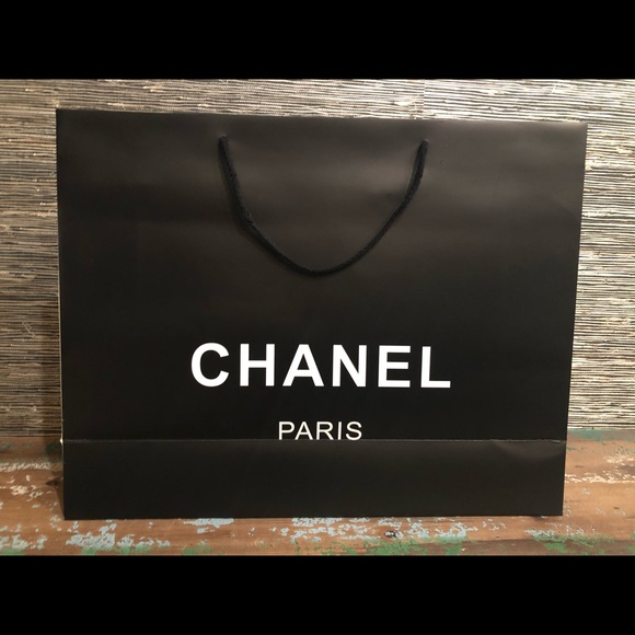 Accessories | Black Chanel Paper Giftshopping Bag | Poshmark